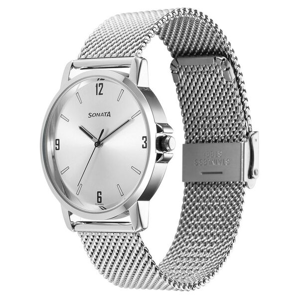 Buy Online Sonata Quartz Analog Silver Dial Watch for Men - nt77083sm07 ...
