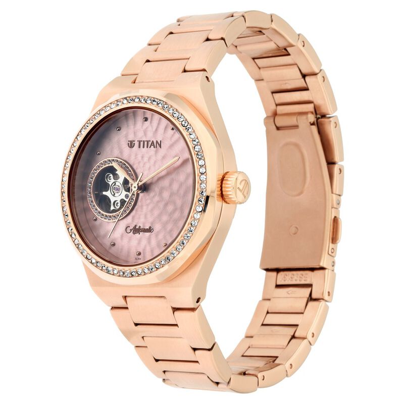 Buy Online Titan Animalia Rose Gold Dial Women Watch With Stainless ...