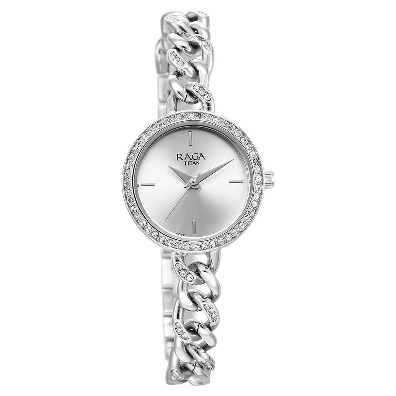 Buy Online Titan Raga Showstopper Quartz Analog Silver Dial Metal Strap ...