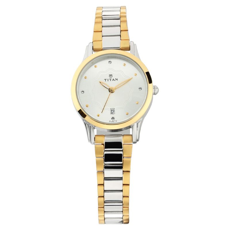 Buy Online Titan Quartz Analog with Date Silver Dial Metal Strap Watch ...