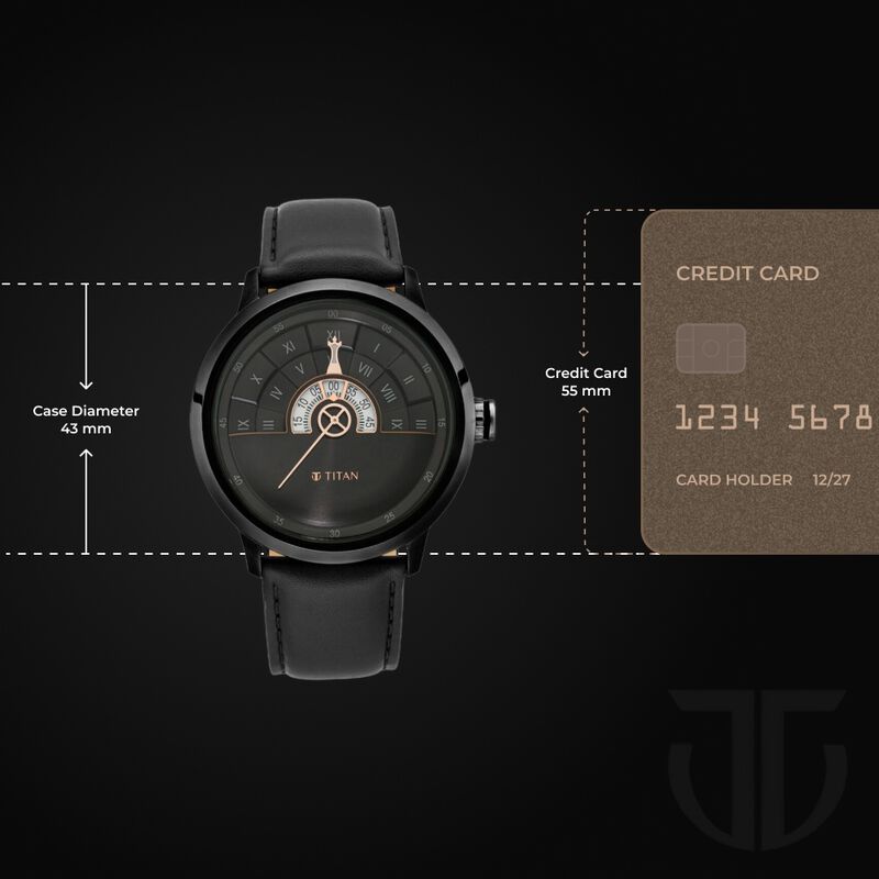 Buy Online Titan Grandmaster Black Dial Quartz Analog Leather Strap ...