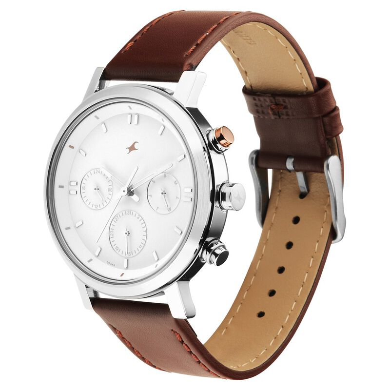 Buy Online Fastrack Tick Tock Quartz Analog White dial Leather Strap ...