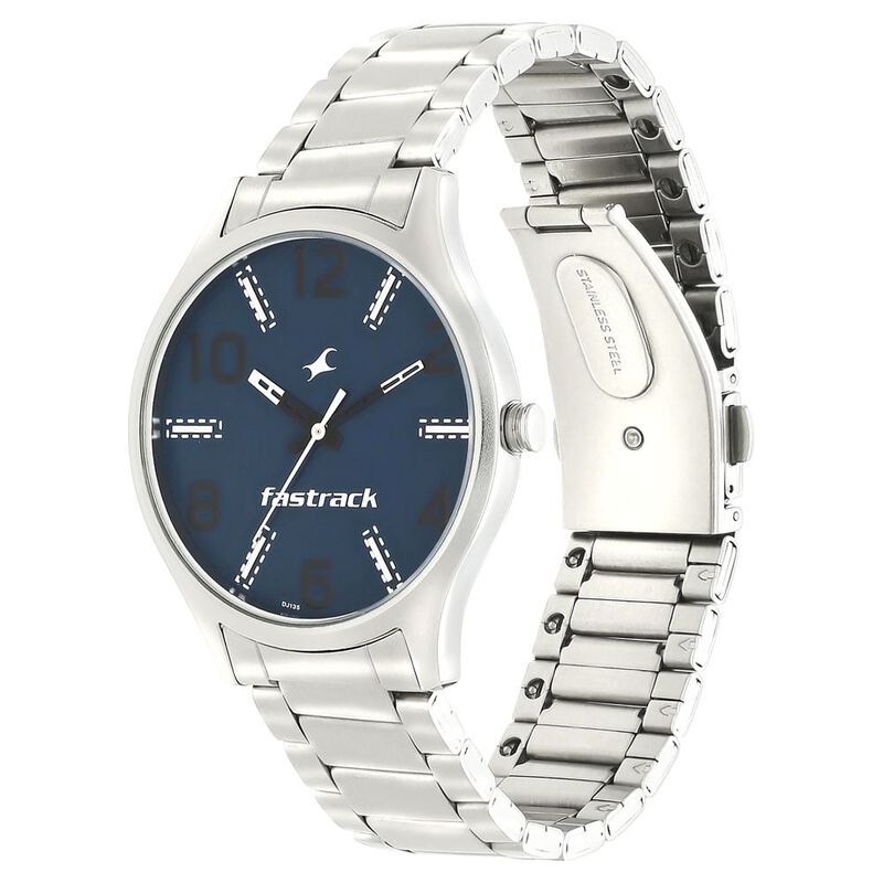 Buy Online Fastrack Denim Quartz Analog Blue Dial Stainless Steel Strap ...