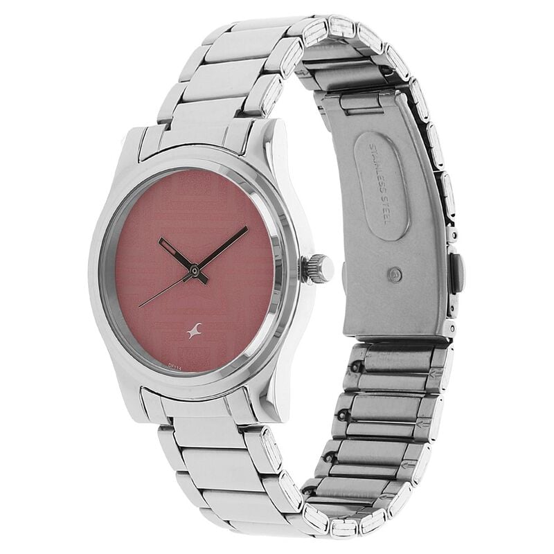 Buy Online Fastrack Quartz Analog Pink Dial Stainless Steel Strap Watch ...