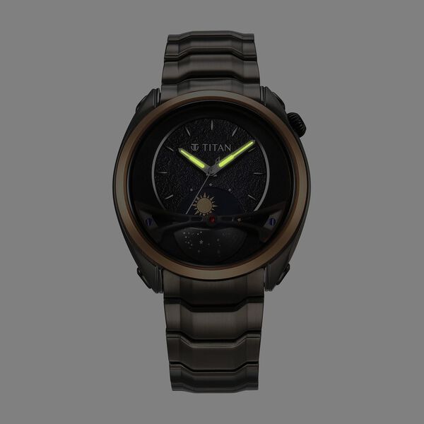 Buy Online Titan Stellar Quartz Multifunction Black Dial Stainless ...