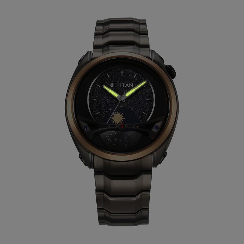 Buy Online Titan Stellar Quartz Multifunction Black Dial Stainless ...