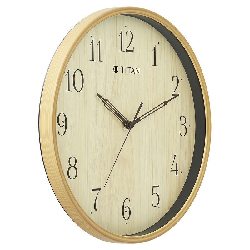 Buy Online Titan Contemporary Wall Clock Quartz Analog Light Brown Dial ...