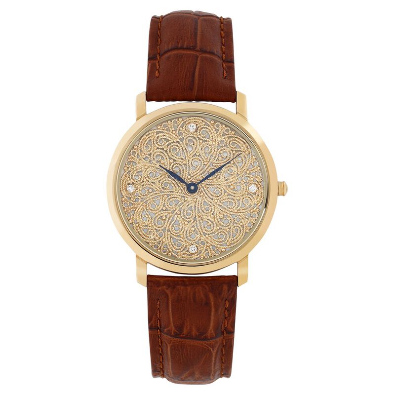 Buy Online Titan Nebula Filigree Quartz Analog 18 Karat Solid Gold ...