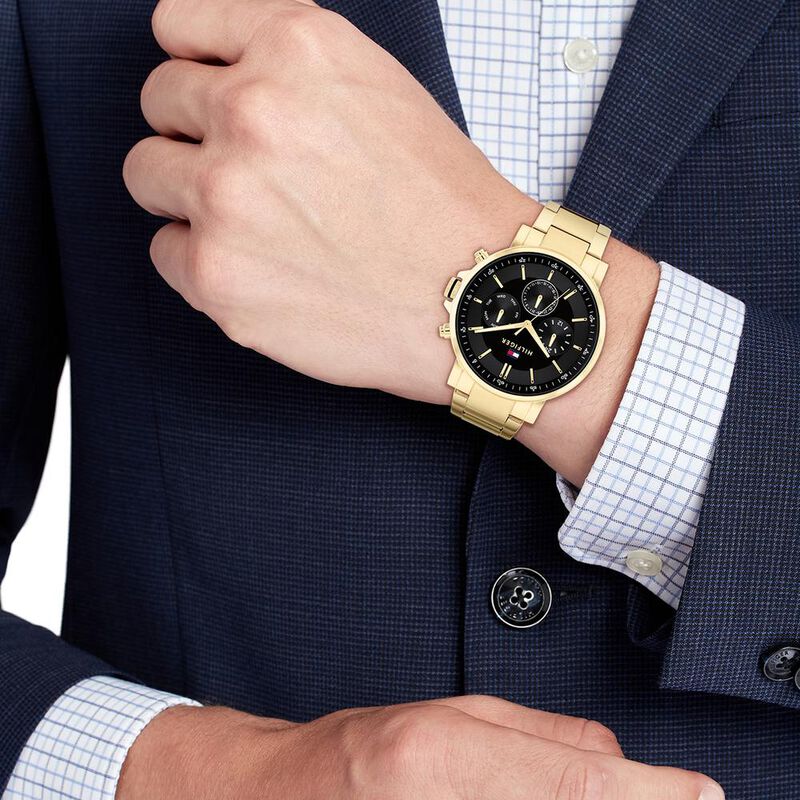 Buy Online Tommy Hilfiger Quartz Multifunction Black Stainless Steel ...