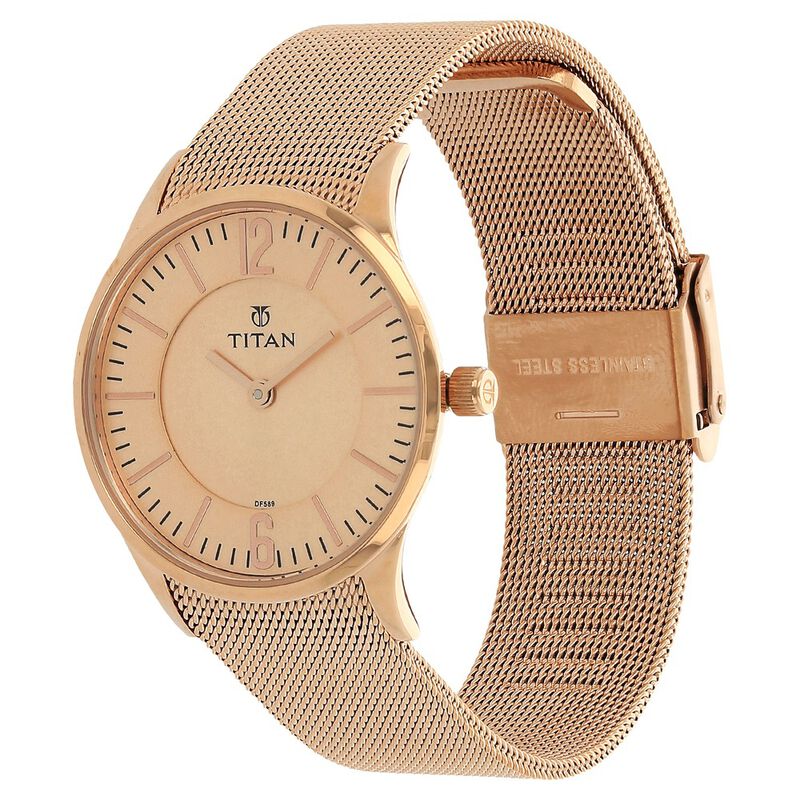 Buy Online Titan Quartz Analog Rose Gold Dial Stainless Steel Strap ...
