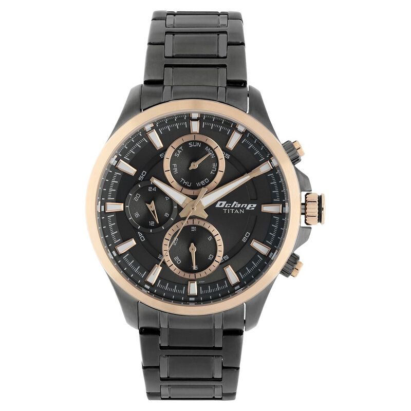 Buy Online Titan Octane Quartz Multifunction Black Dial Stainless Steel ...