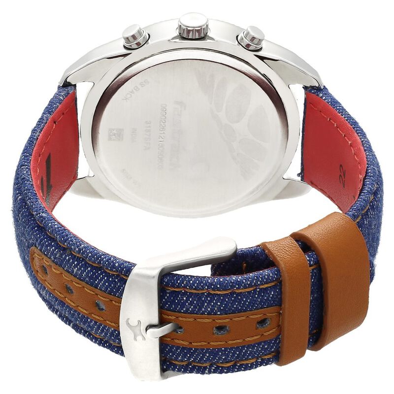 Buy Online Fastrack Denim Quartz Multifunction White Dial Denim Strap ...