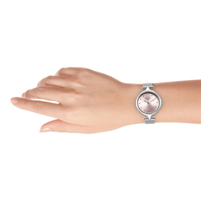 Buy Online Titan Raga Showstopper Quartz Analog Pink Dial Metal Strap ...