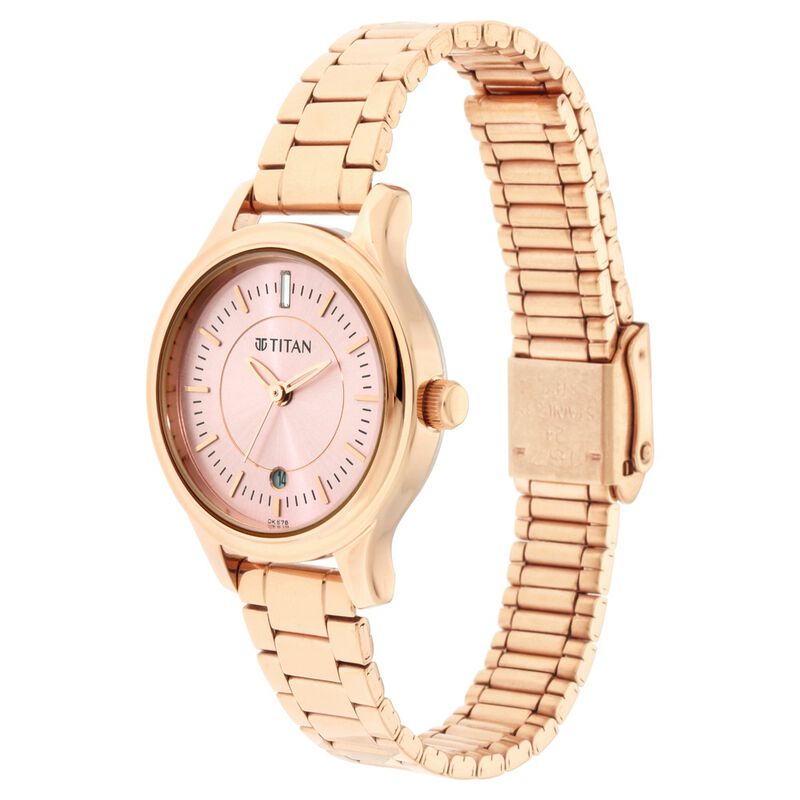 Buy Online Titan Quartz Analog with Date Rose Gold Dial Metal Strap ...