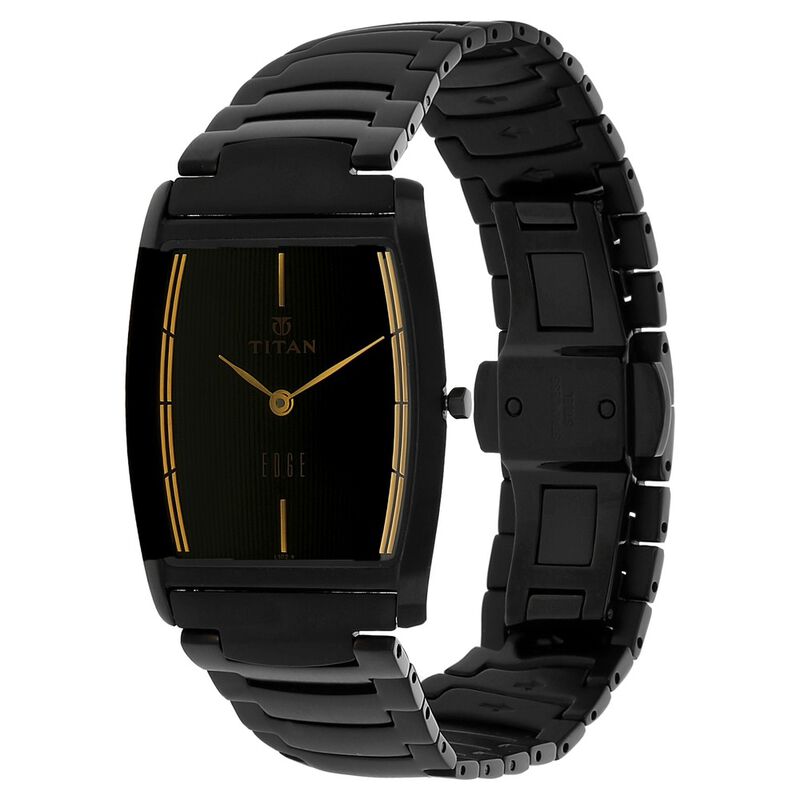 Buy Online Titan Edge Black Tonneau Dial Analog Stainless Steel Strap ...