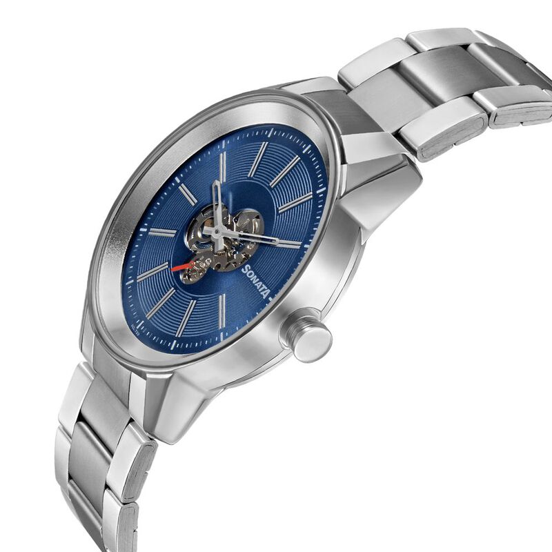Buy Online Sonata Quartz Multifunction Blue Dial Stainless Steel Strap ...