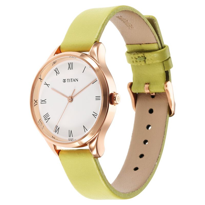 Buy Online Titan Workwear Green Leather Strap watch for Women ...