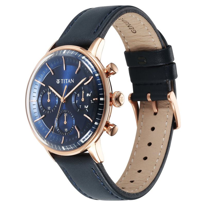 Buy Online Titan Light Leathers Quartz Multifunction Blue Dial ...