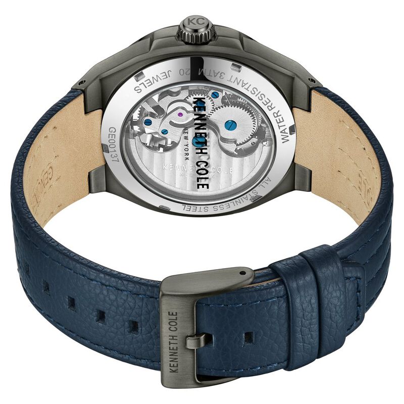 Buy Online Kenneth Cole Automatic Analog Blue dial Leather Strap Watch ...