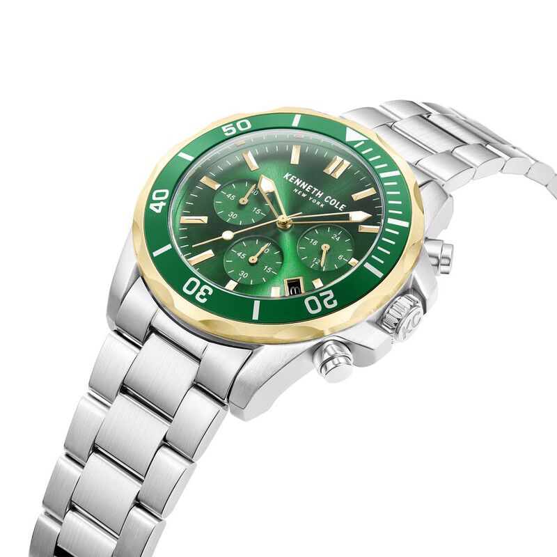 Buy Online Kenneth Cole Quartz Chronograph Green dial Metal Strap Watch ...