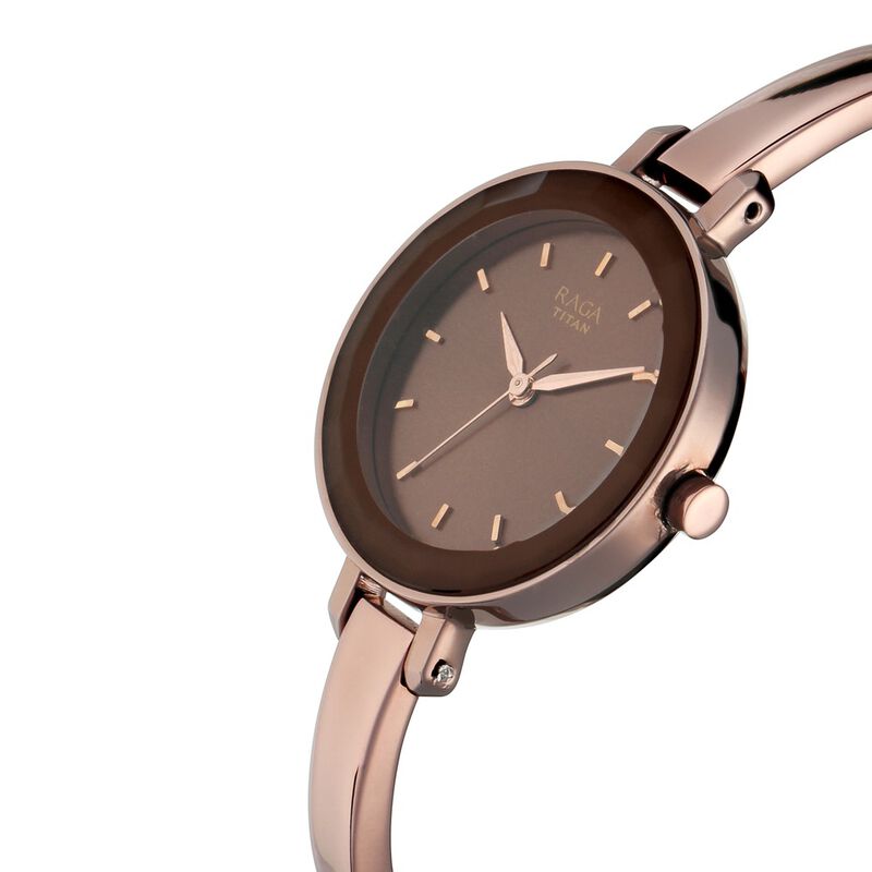 Buy Online Titan Quartz Analog Brown Dial Metal Strap Watch for Women ...