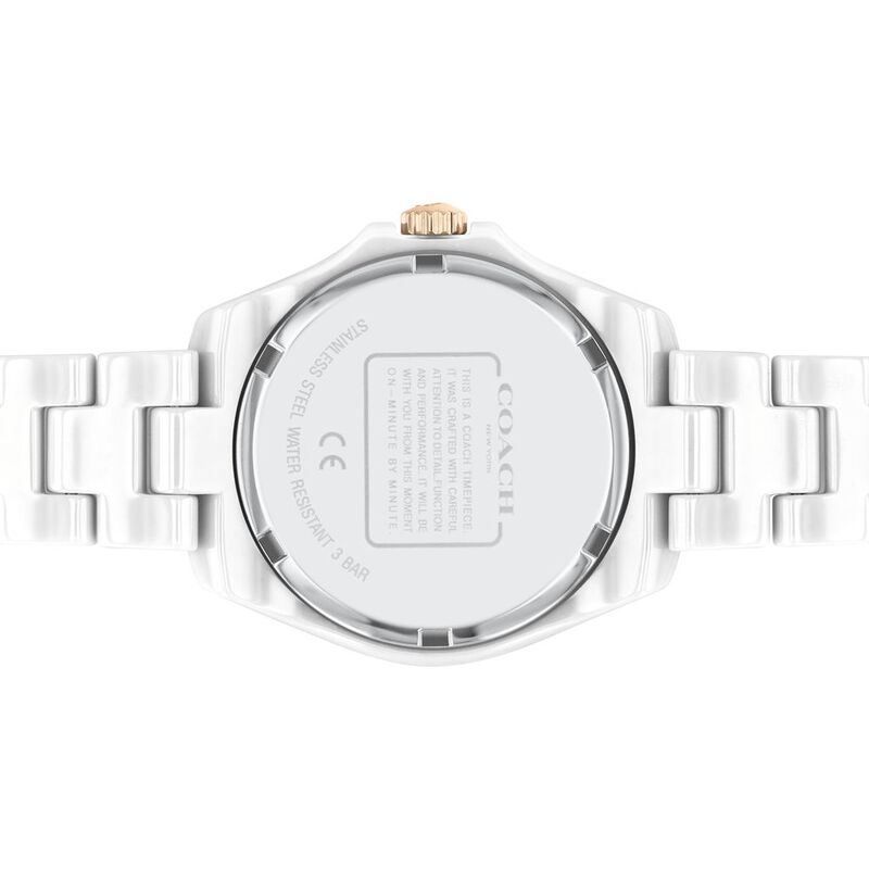 Buy Online Coach Quartz Analog Mother Of Pearl Dial Ceramic Strap Watch ...