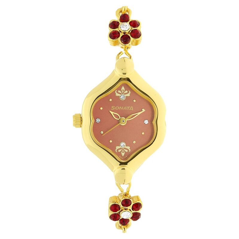 Buy Online Sonata Quartz Analog Maroon Dial Metal Strap Watch for Women ...