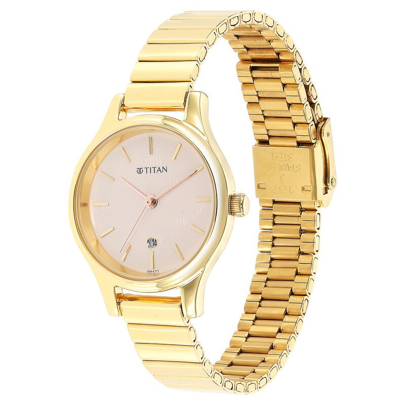 Buy Online Titan Karishma Beige Dial Analog Stainless Steel Strap watch ...