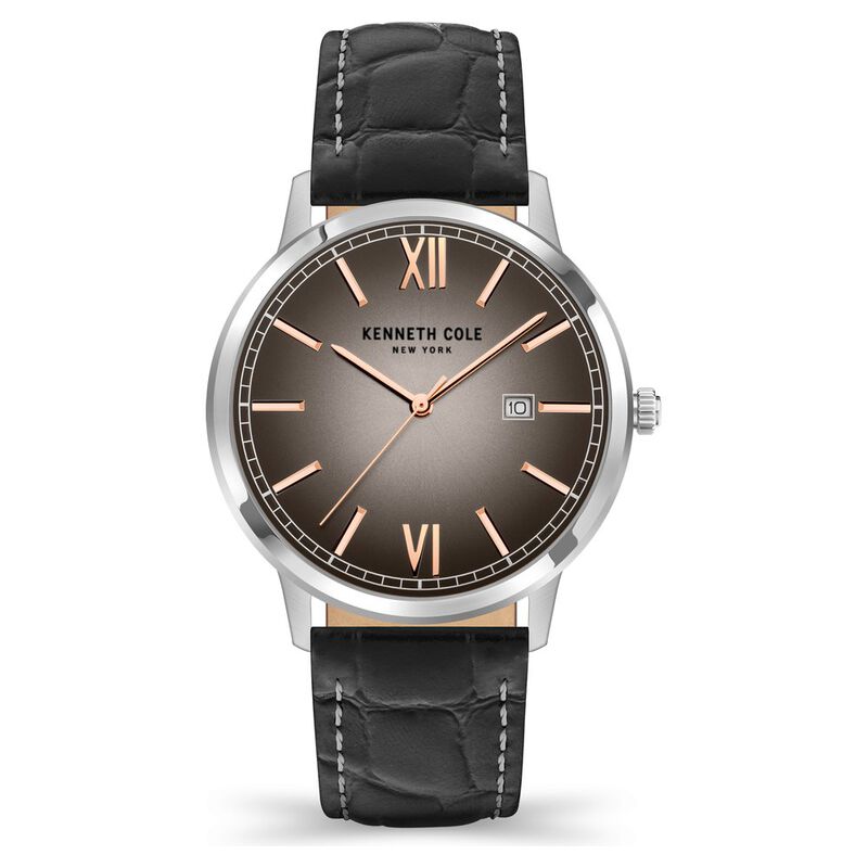 Buy Online Kenneth Cole Black Dial Leather Strap Watch For Men ...