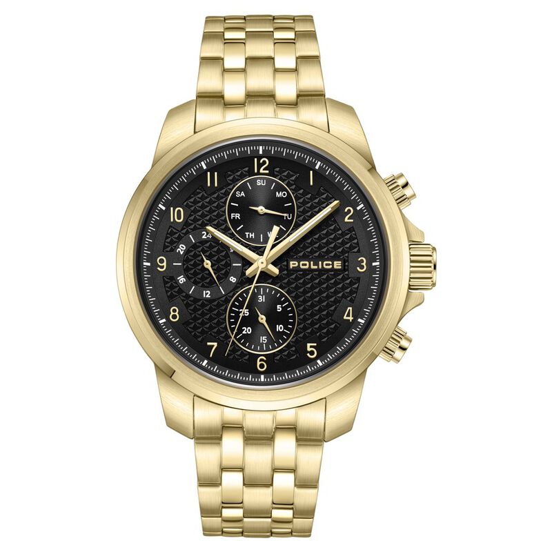 Buy Online Police Multifunction Black Dial Golden Metal Strap Watch For ...
