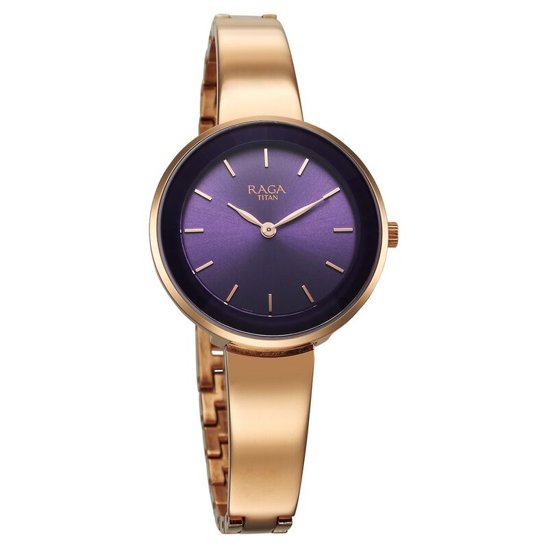 Buy Online Titan Raga Showstopper Quartz Analog Purple Dial Metal Strap ...