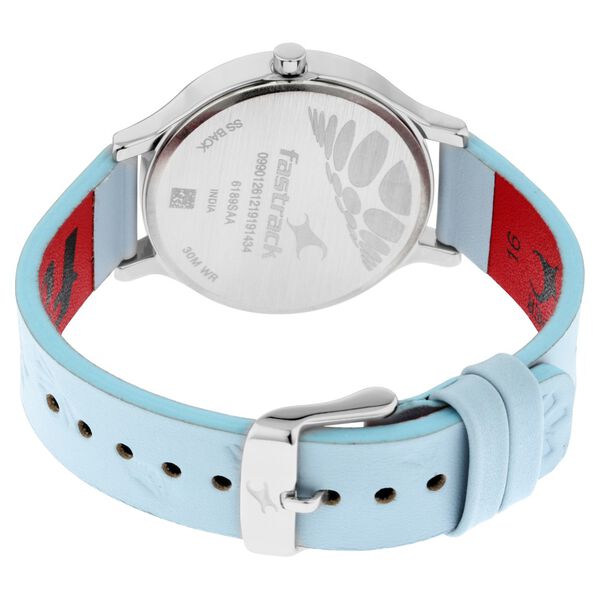 Buy Online Fastrack I Love Me Quartz Analog Blue Dial Leather Strap ...