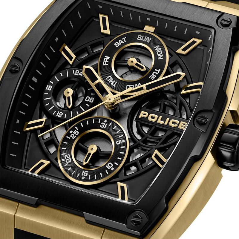 Buy Online Police Quartz Multifunction Black Dial Black Silicone Strap ...