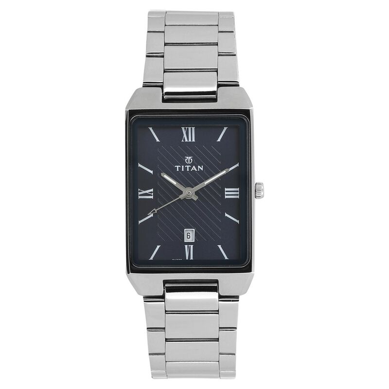 Buy Online Titan Blue Dial Analog with Date Stainless Steel Strap watch ...