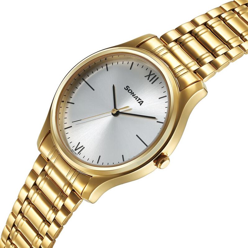 Buy Online Sonata Quartz Analog Silver Dial Watch for Men - ns77082ym06 ...