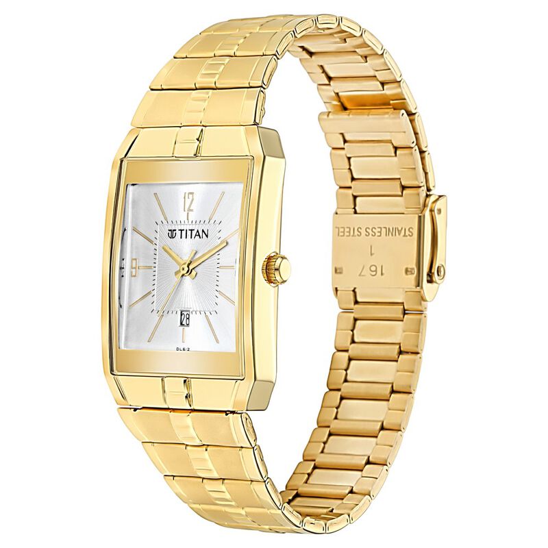 Buy Online Titan Quartz Analog with Date White Dial Metal Strap Watch ...