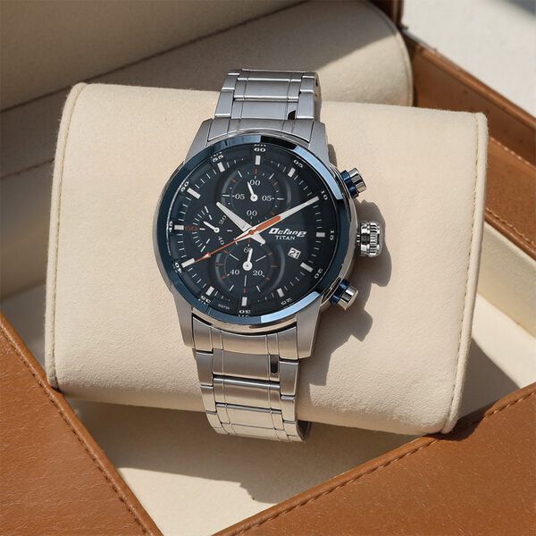 Buy Online Titan Octane Quartz Chronograph Blue Round Dial Silver ...