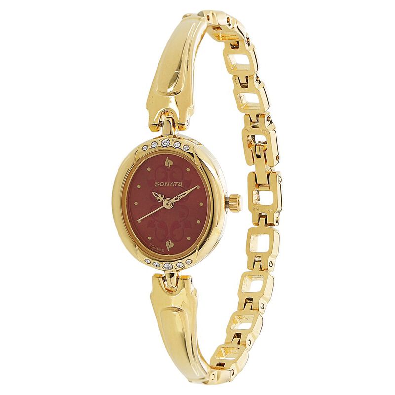 Buy Online Sonata Wedding Maroon Dial Women Watch With Metal Strap ...