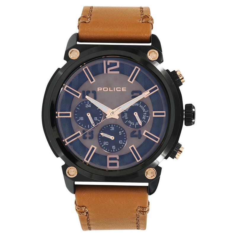 Buy Online Police Quartz Multifunction Grey Dial Leather Strap Watch ...