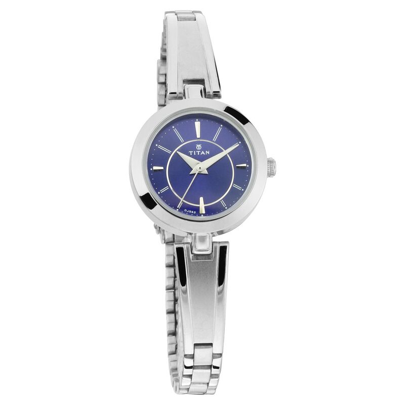 Buy Online Titan Quartz Analog Blue Dial Metal Strap Watch for Women ...