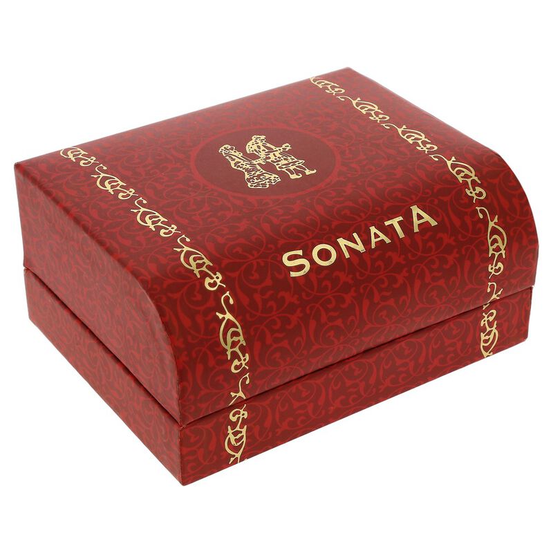 Buy Online Sonata Quartz Analog with Day and Date Golden Dial Stainless ...