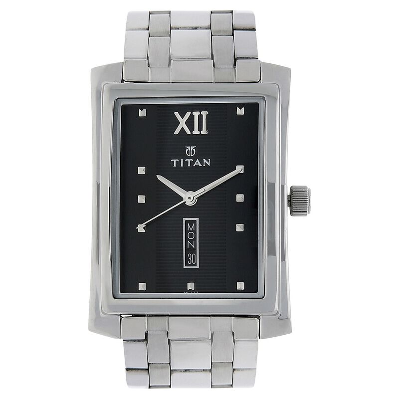 Buy Online Titan Rectangle Black Dial Analog with Day and Date ...