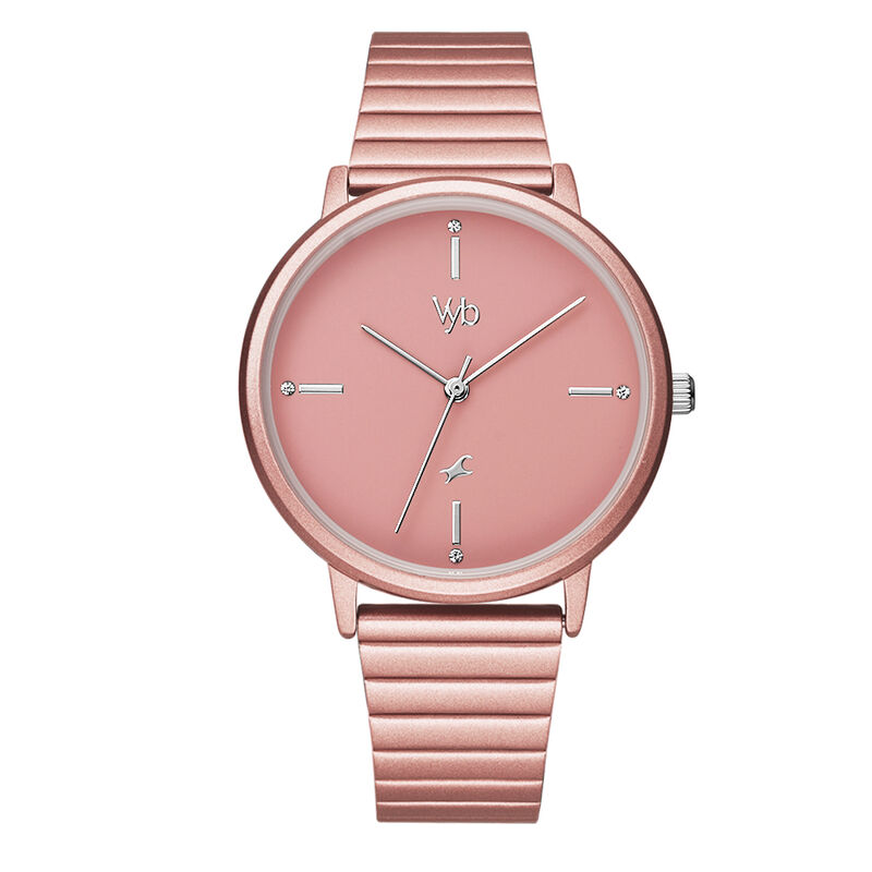 Buy Online Fastrack Vyb Bliss Quartz Analog Pink Dial Stainless Steel ...