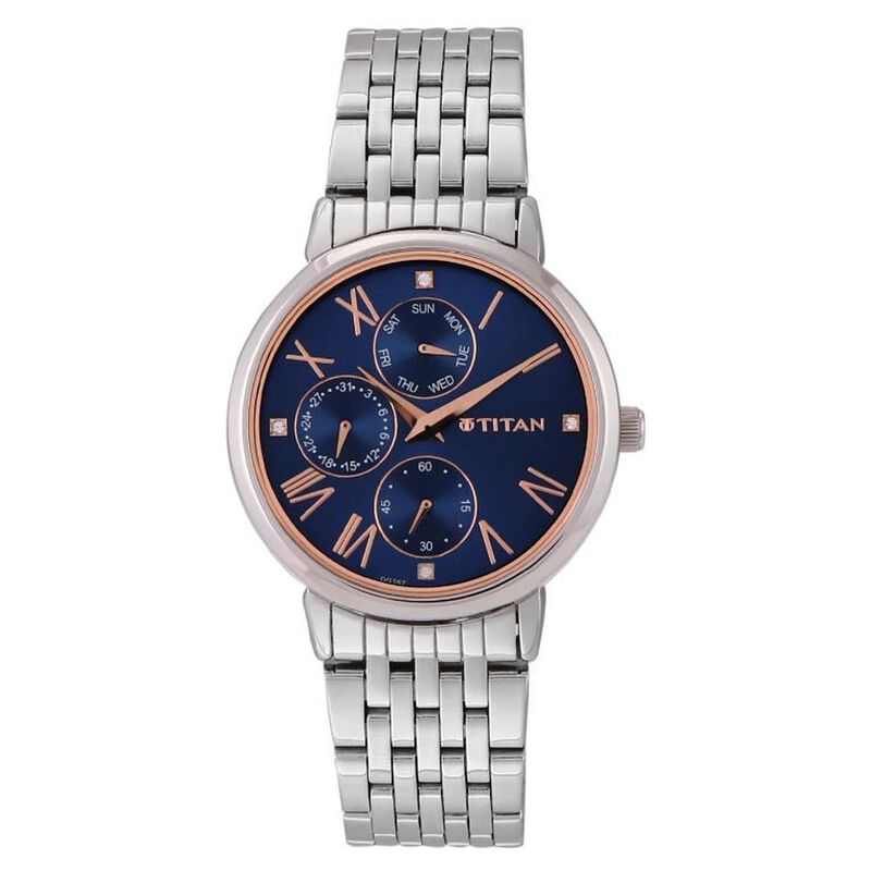 Buy Online Titan Workwear Blue Dial Women Watch With Stainless Steel ...