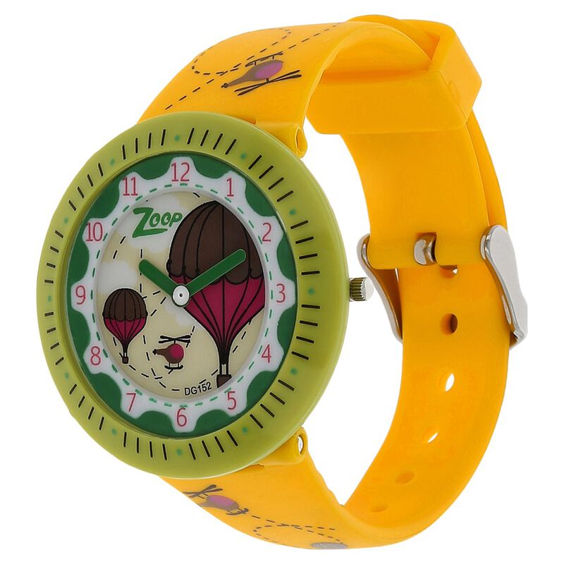 Buy Online Zoop By Titan Quartz Analog Yellow Dial PU Strap Watch for ...