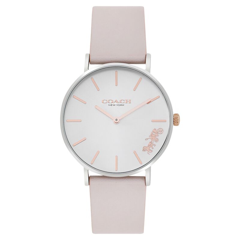 Buy Online Coach Quartz Analog White Dial Leather Strap Watch for Women ...