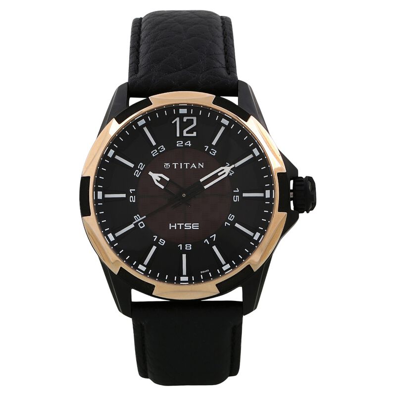 Buy Online Titan Quartz Analog Solar Black Dial Leather Strap Watch for ...