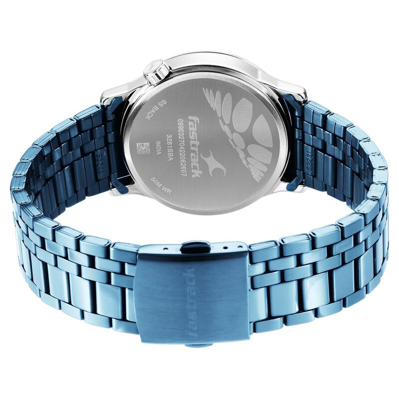 Buy Online Fastrack Exuberant Quartz Analog Blue Dial Metal Strap Watch ...