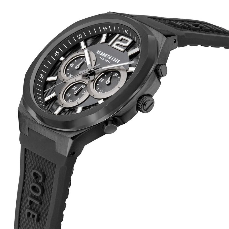 Buy Online Kenneth Cole Quartz Chronograph Black Dial Silicone Strap ...