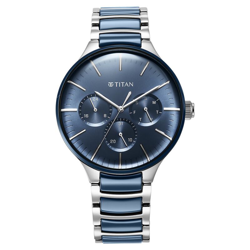 Buy Online Titan Ceramic Fusion Quartz Multifunction Blue Dial Silver ...
